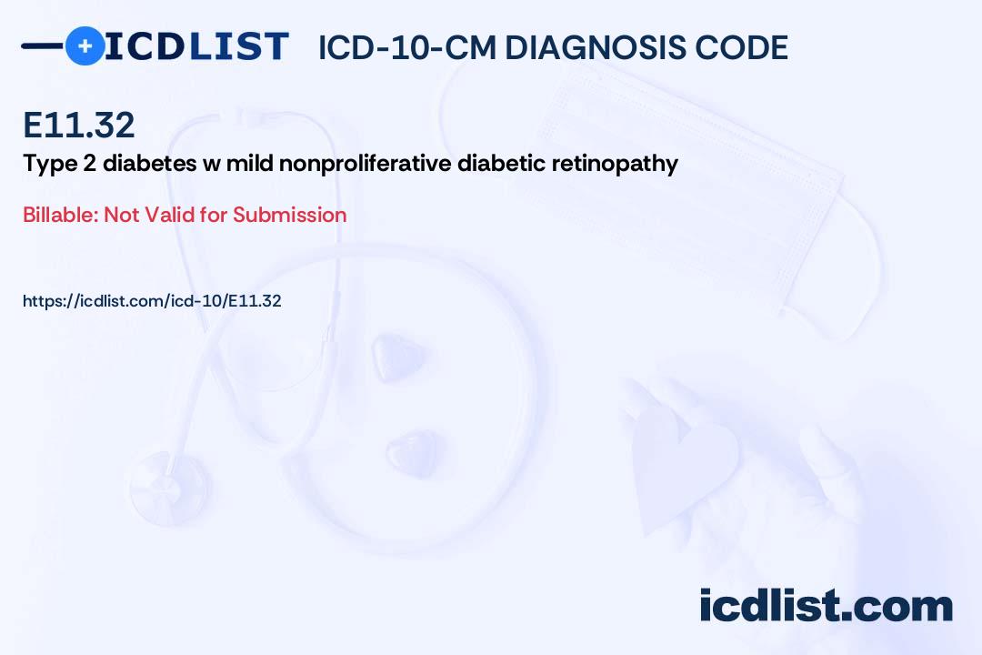 ICD-10-CM Diagnosis Code E11.32 - Type 2 diabetes mellitus with mild ...