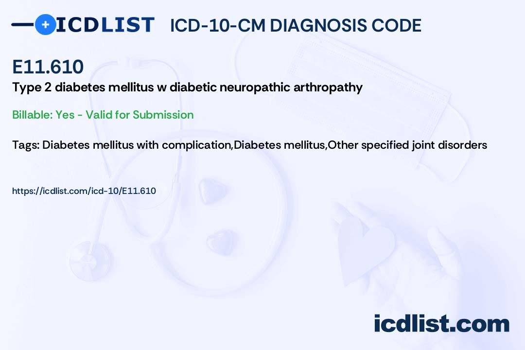 ICD-10-CM Diagnosis Code E11.610 - Type 2 diabetes mellitus with ...