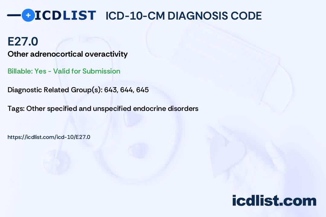 ICD-10-CM Diagnosis Code E27.0 - Other adrenocortical overactivity