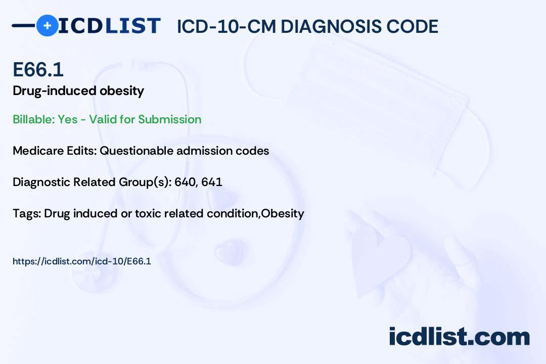 ICD-10-CM Diagnosis Code E66.1 - Drug-induced obesity
