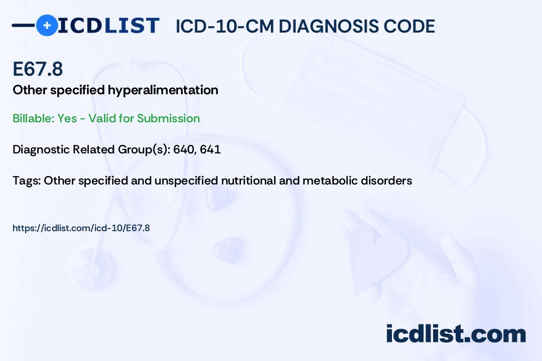 ICD-10-CM Diagnosis Code E67.8 - Other specified hyperalimentation