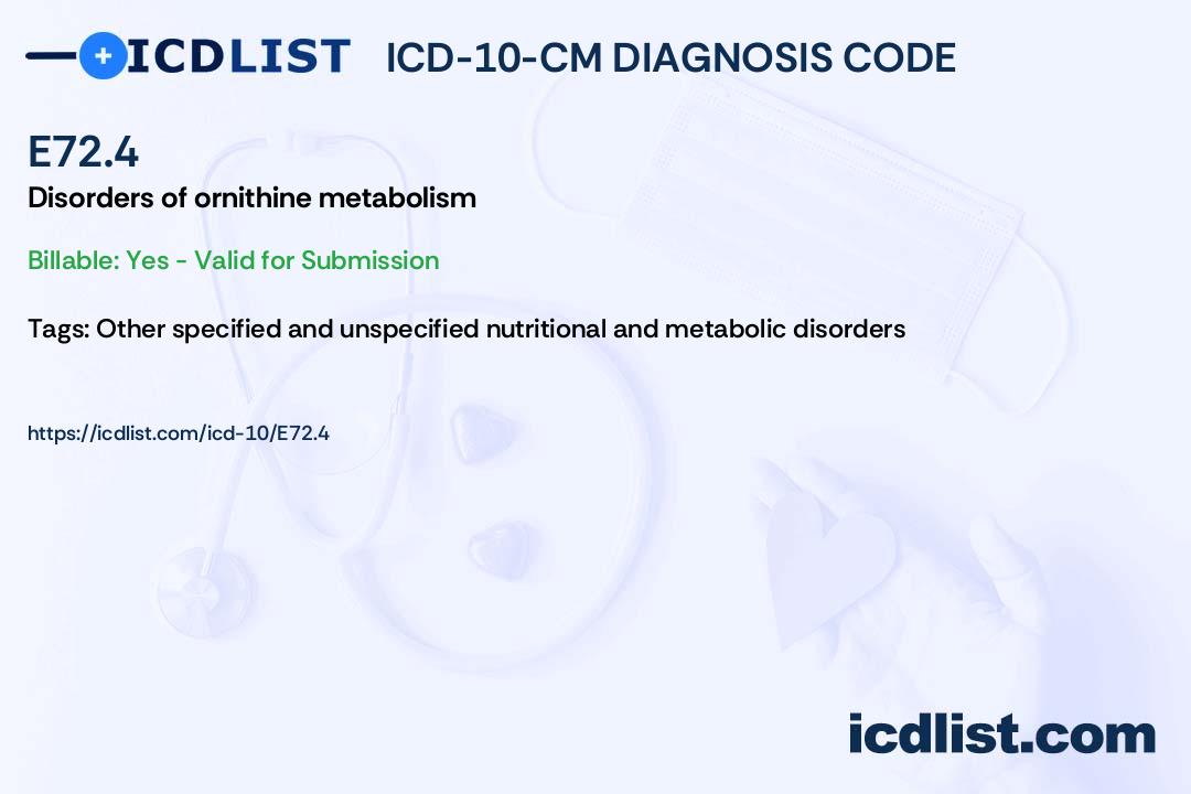 ICD-10-CM Diagnosis Code E72.4 - Disorders of ornithine metabolism