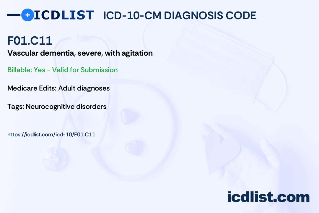 ICD-10-CM Diagnosis Code F01.C11 - Vascular dementia, severe, with ...
