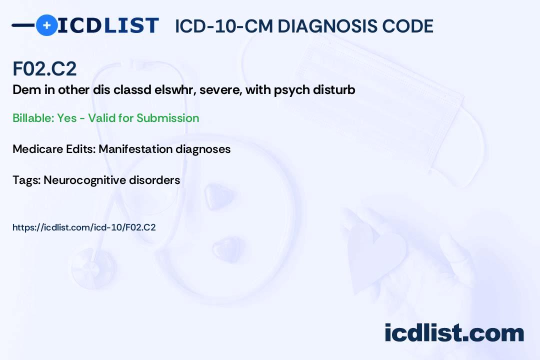 ICD-10-CM Diagnosis Code F02.C2 - Dementia in other diseases classified ...