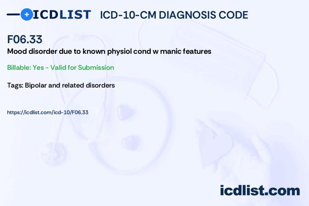 ICD-10-CM Diagnosis Code F06.33 - Mood disorder due to known ...