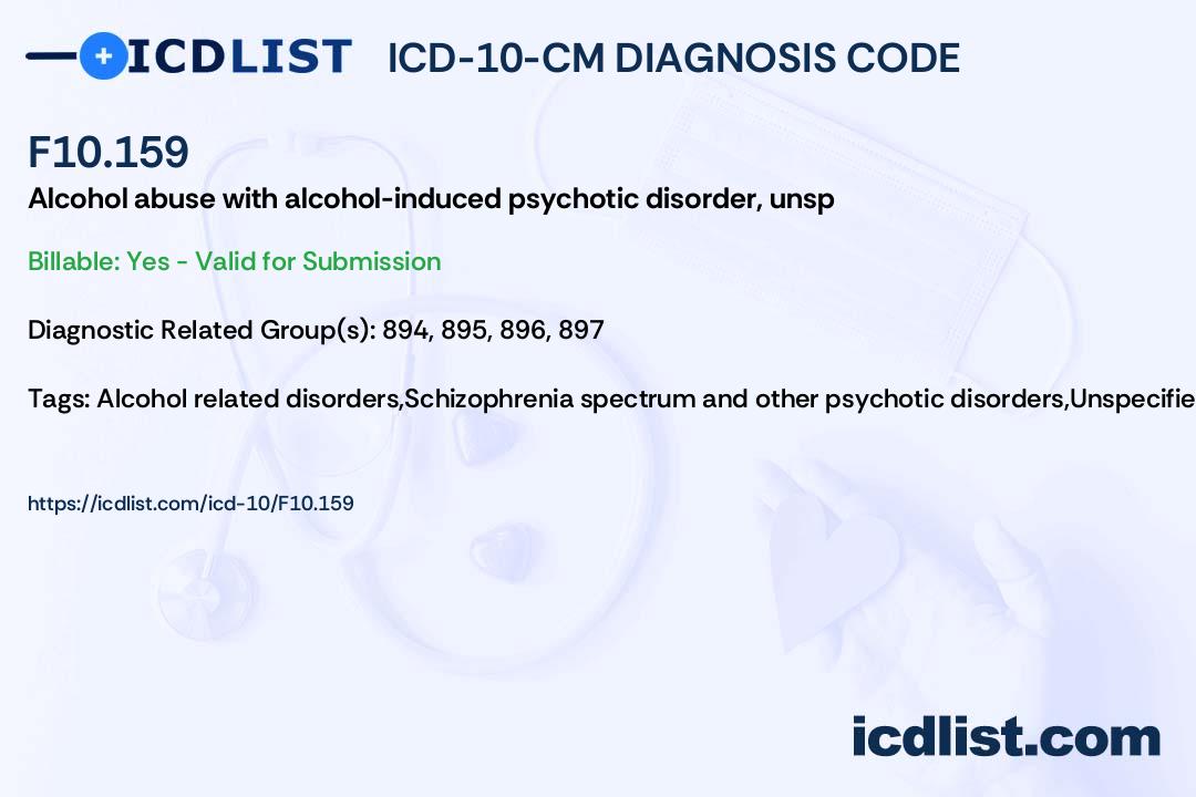 ICD-10-CM Diagnosis Code F10.159 - Alcohol abuse with alcohol-induced ...