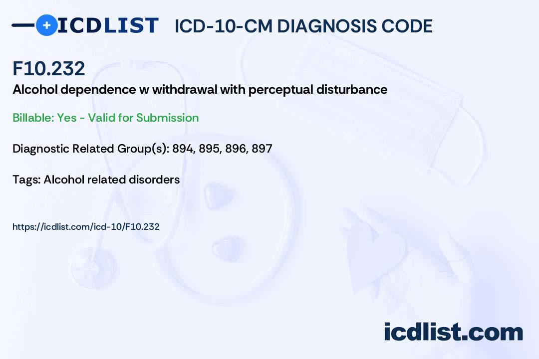 ICD-10-CM Diagnosis Code F10.232 - Alcohol dependence with withdrawal ...