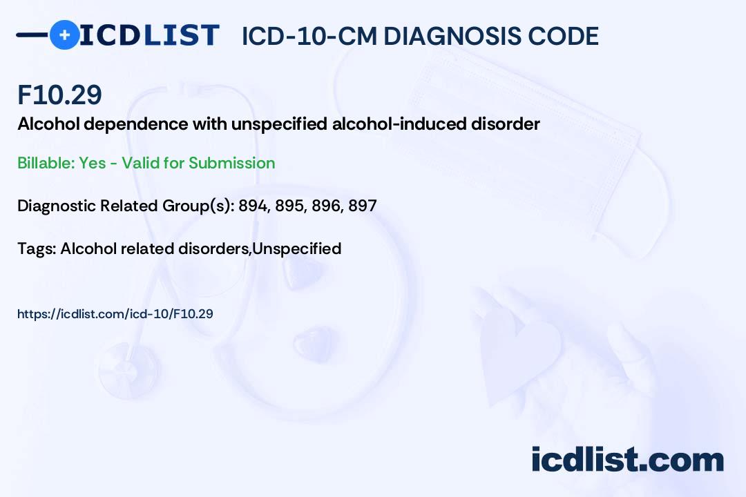 ICD-10-CM Diagnosis Code F10.29 - Alcohol dependence with unspecified ...