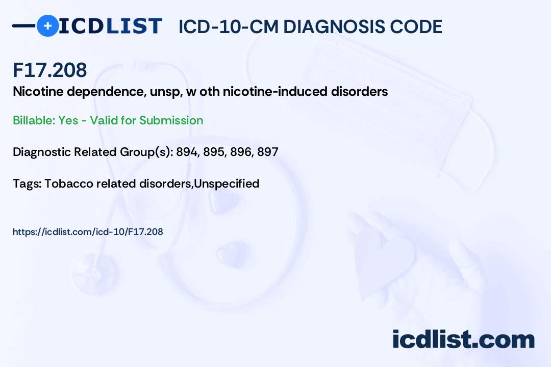 ICD-10-CM Diagnosis Code F17.208 - Nicotine dependence, unspecified ...