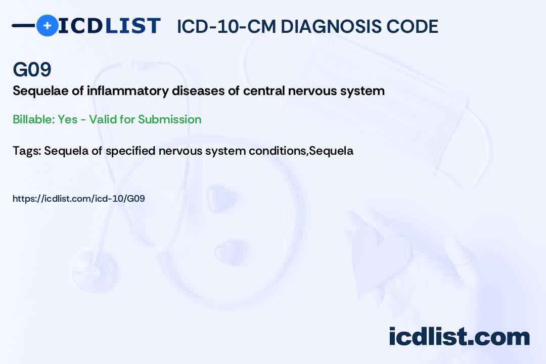 ICD-10-CM Diagnosis Code G09 - Sequelae of inflammatory diseases of ...