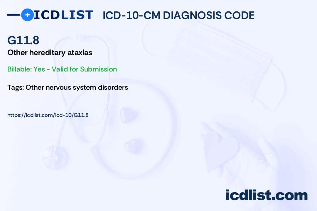 ICD-10-CM Diagnosis Code G11.8 - Other hereditary ataxias