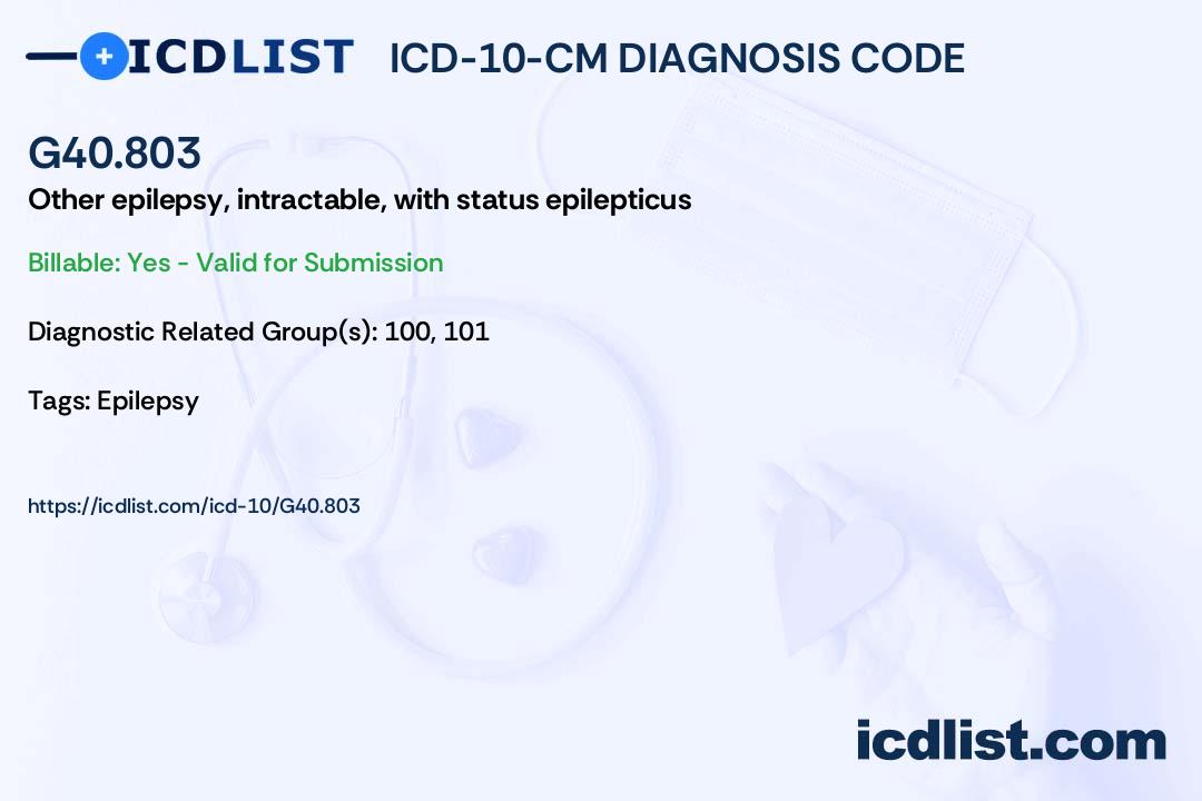 ICD-10-CM Diagnosis Code G40.803 - Other epilepsy, intractable, with ...