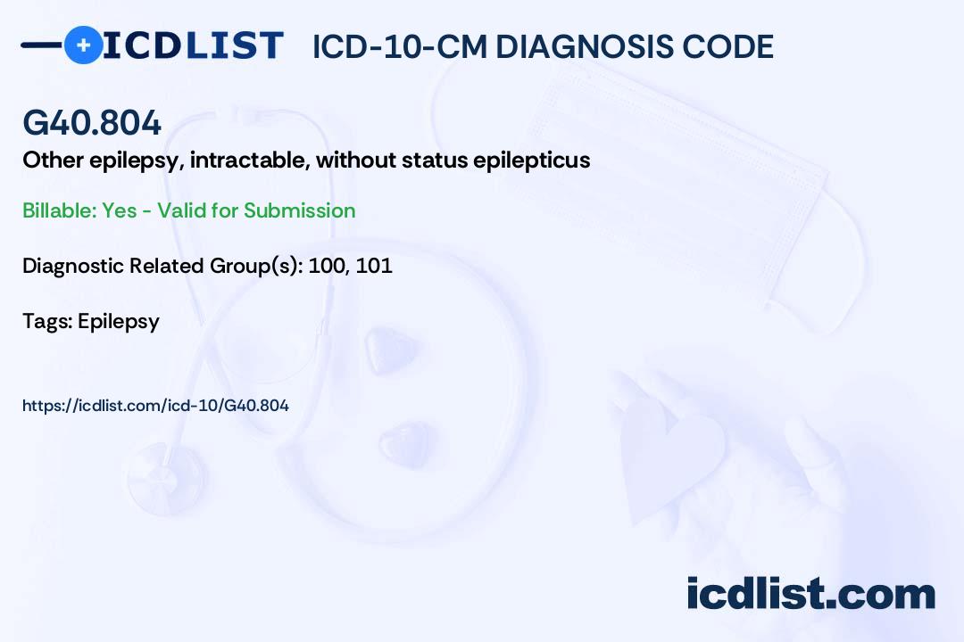 ICD-10-CM Diagnosis Code G40.804 - Other epilepsy, intractable, without ...