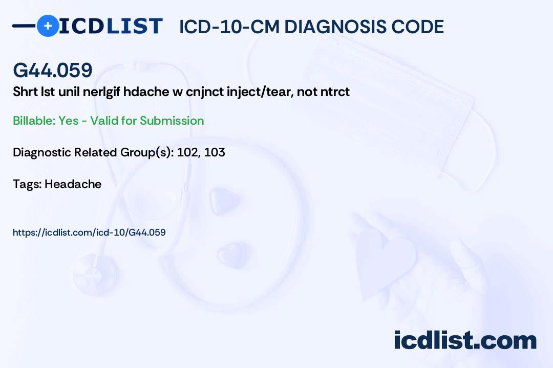 ICD-10-CM Diagnosis Code G44.059 - Short lasting unilateral ...