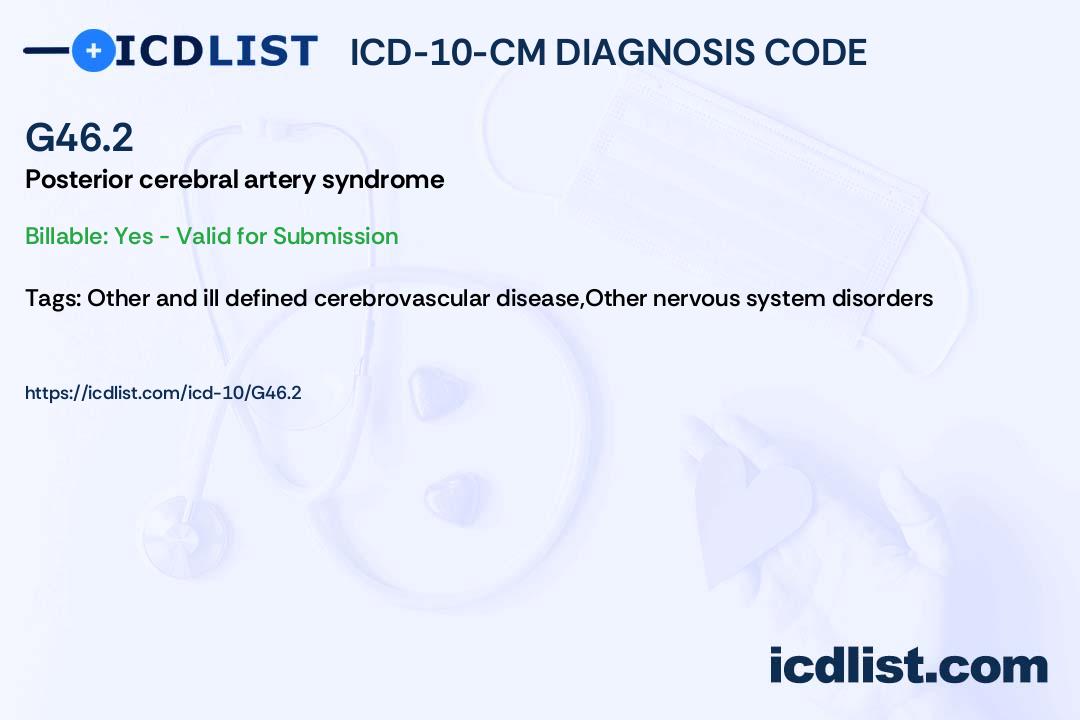 ICD-10-CM Diagnosis Code G46.2 - Posterior cerebral artery syndrome