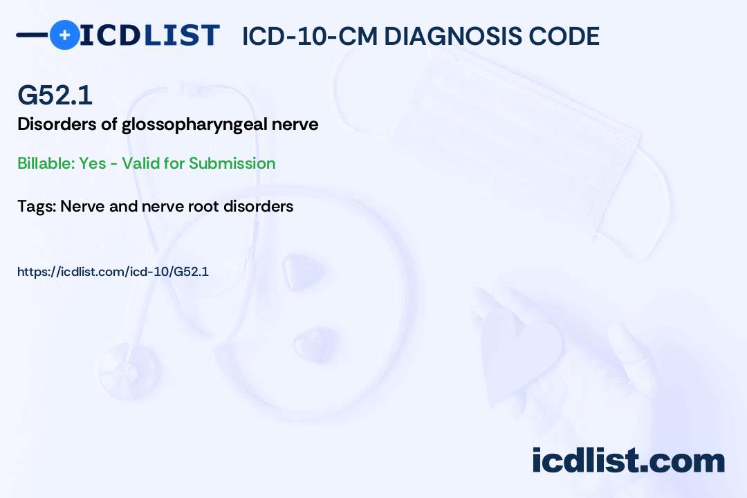 ICD-10-CM Diagnosis Code G52.1 - Disorders of glossopharyngeal nerve