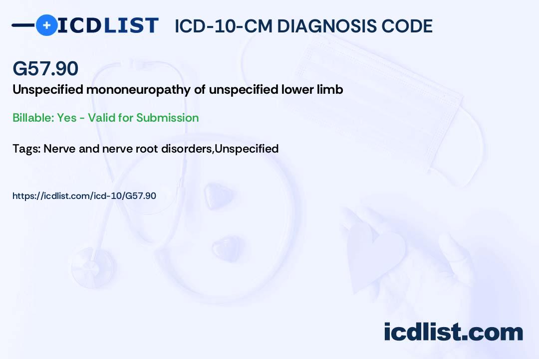 ICD-10-CM Diagnosis Code G57.90 - Unspecified mononeuropathy of ...