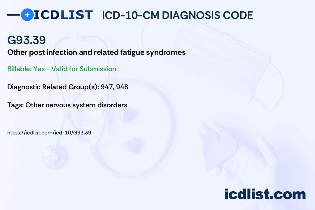 ICD-10-CM Diagnosis Code G93.39 - Other post infection and related ...