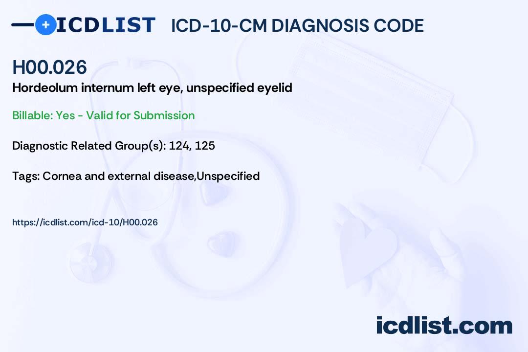 ICD-10-CM Diagnosis Code H00.026 - Hordeolum internum left eye ...