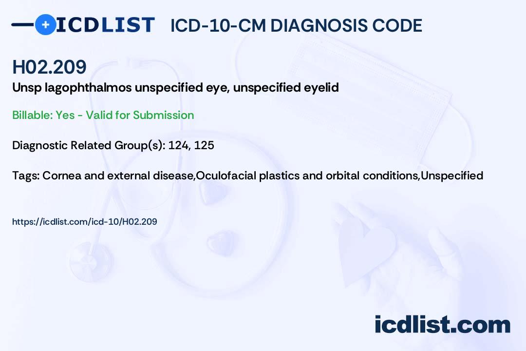 ICD-10-CM Diagnosis Code H02.209 - Unspecified lagophthalmos ...