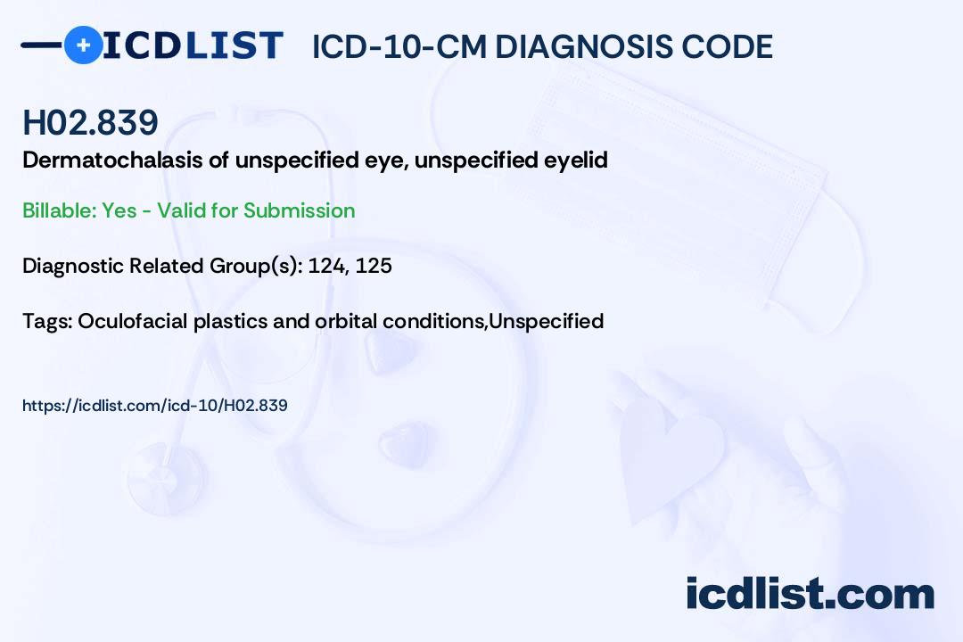 ICD-10-CM Diagnosis Code H02.839 - Dermatochalasis of unspecified eye ...