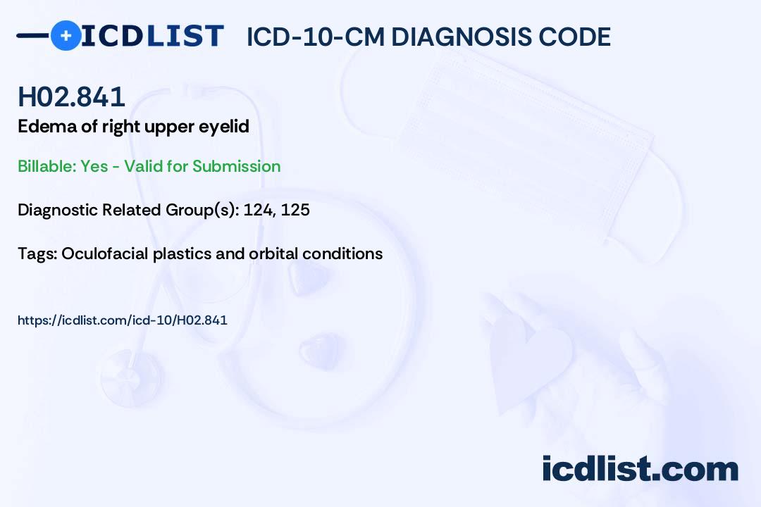 ICD-10-CM Diagnosis Code H02.841 - Edema of right upper eyelid