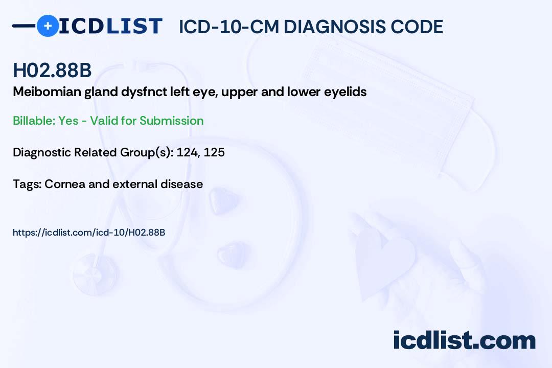 ICD-10-CM Diagnosis Code H02.88B - Meibomian gland dysfunction left eye ...