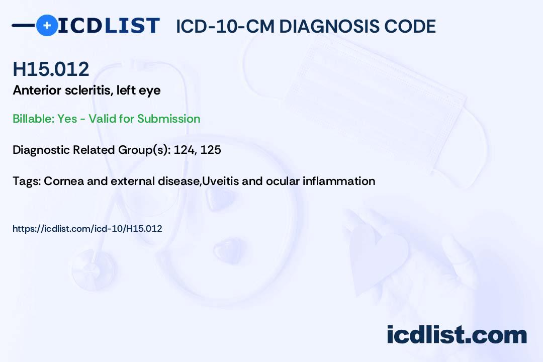 ICD-10-CM Diagnosis Code H15.012 - Anterior scleritis, left eye