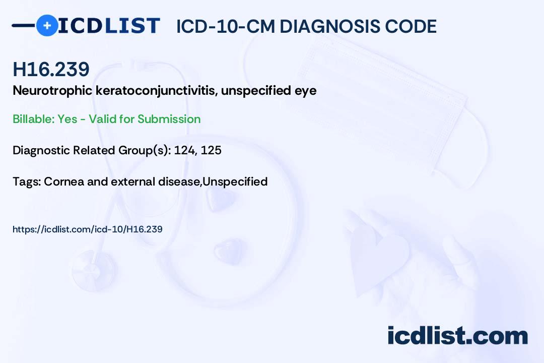 ICD-10-CM Diagnosis Code H16.239 - Neurotrophic keratoconjunctivitis ...