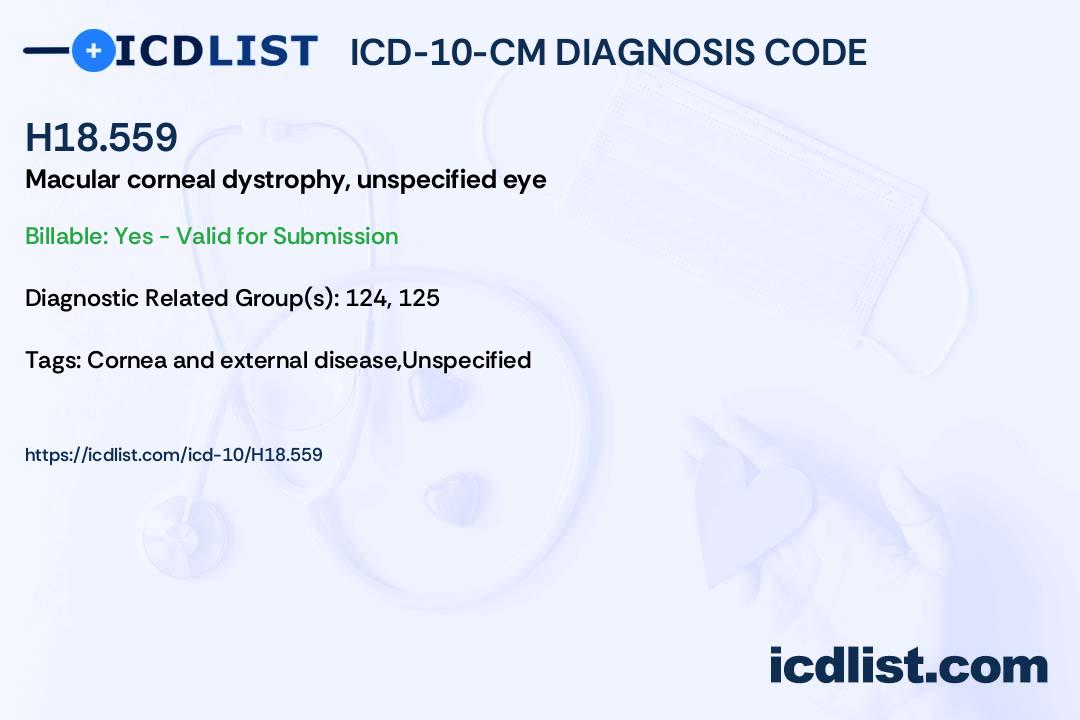 ICD-10-CM Diagnosis Code H18.559 - Macular corneal dystrophy ...