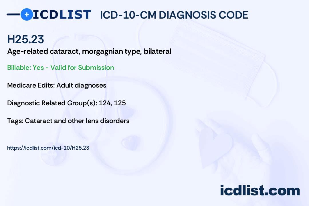 ICD-10-CM Diagnosis Code H25.23 - Age-related cataract, morgagnian type ...