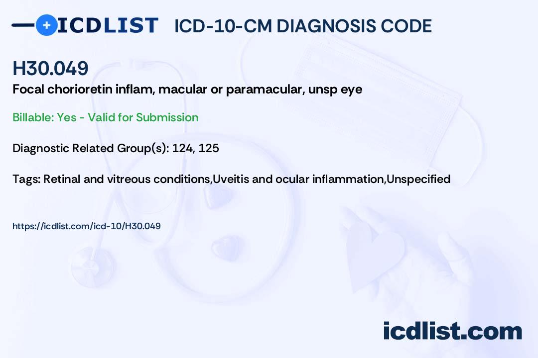 ICD-10-CM Diagnosis Code H30.049 - Focal chorioretinal inflammation ...