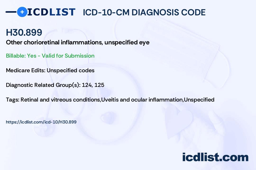 ICD-10-CM Diagnosis Code H30.899 - Other chorioretinal inflammations ...