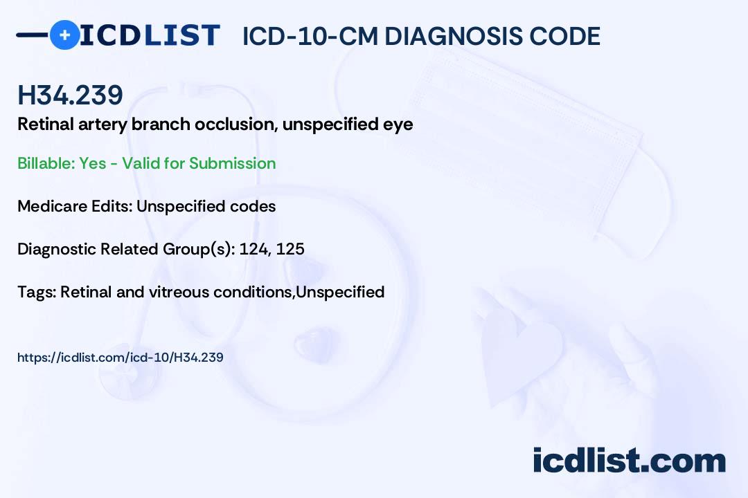 ICD-10-CM Diagnosis Code H34.239 - Retinal artery branch occlusion ...