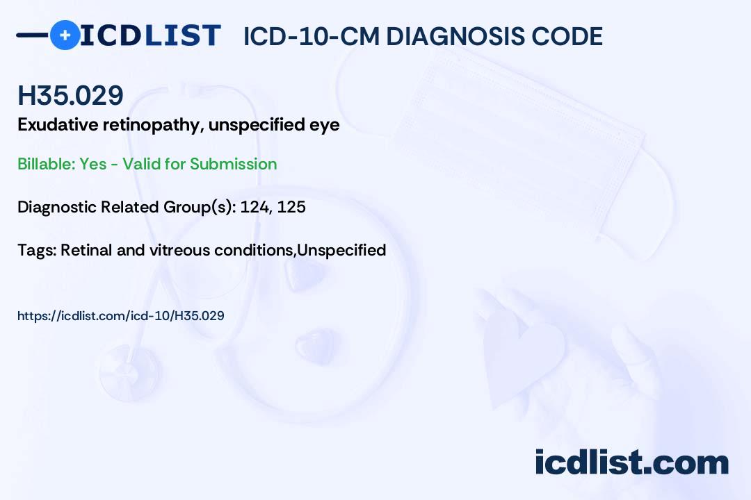 ICD-10-CM Diagnosis Code H35.029 - Exudative retinopathy, unspecified eye