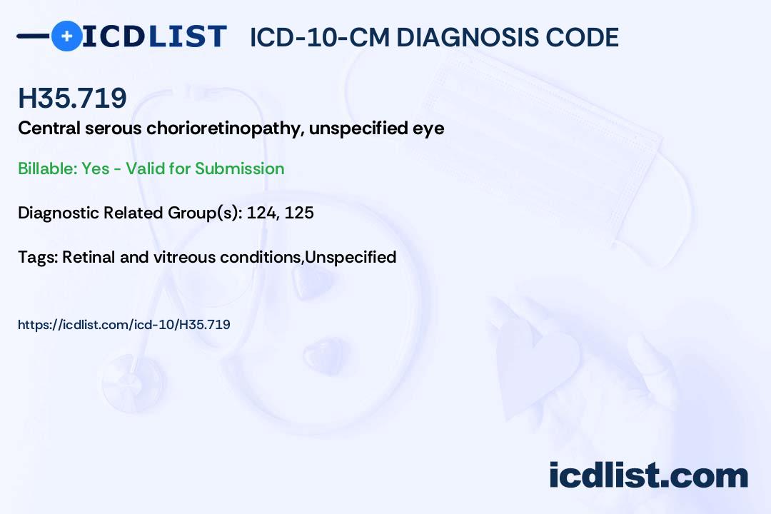 ICD-10-CM Diagnosis Code H35.719 - Central serous chorioretinopathy ...