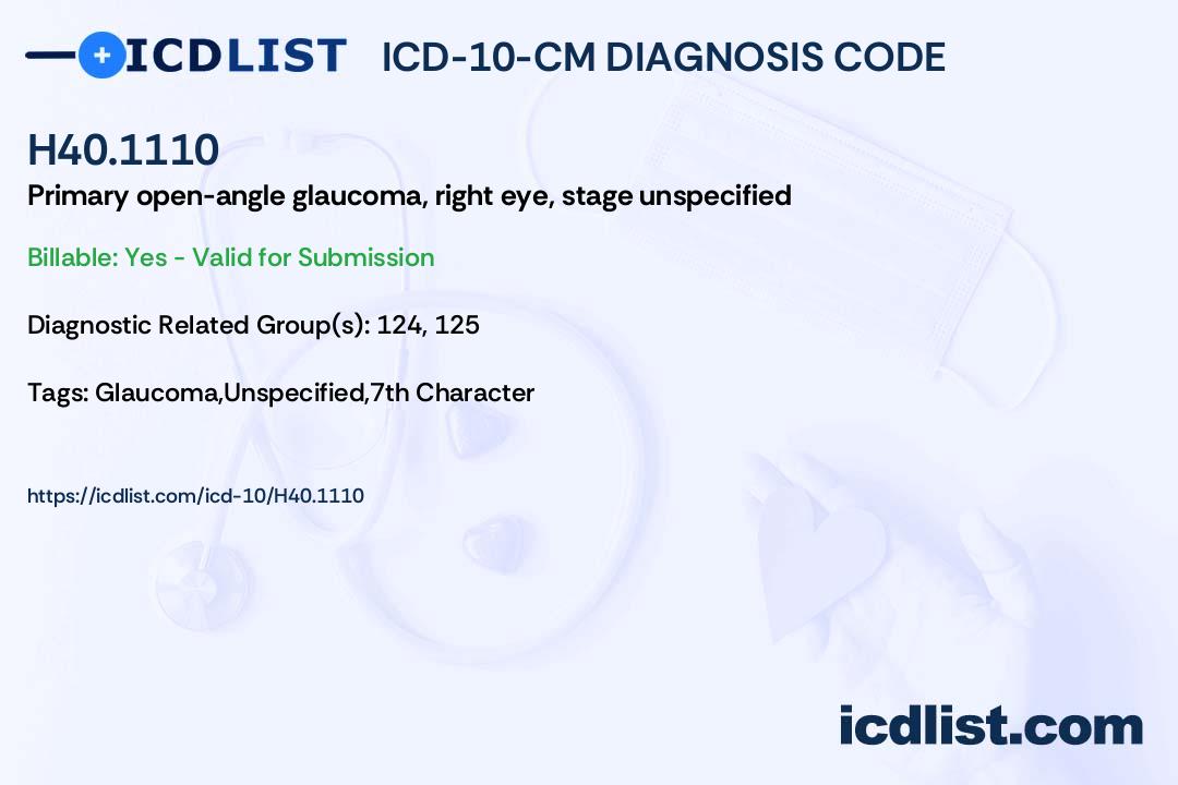 ICD-10-CM Diagnosis Code H40.1110 - Primary open-angle glaucoma, right ...
