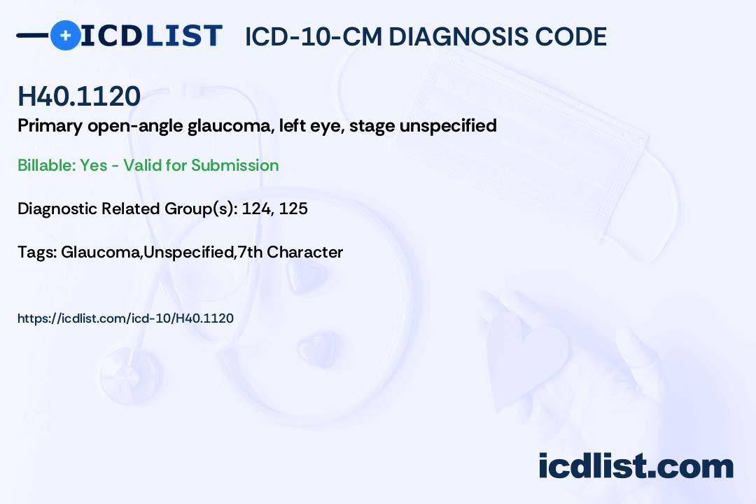 ICD-10-CM Diagnosis Code H40.1120 - Primary open-angle glaucoma, left ...
