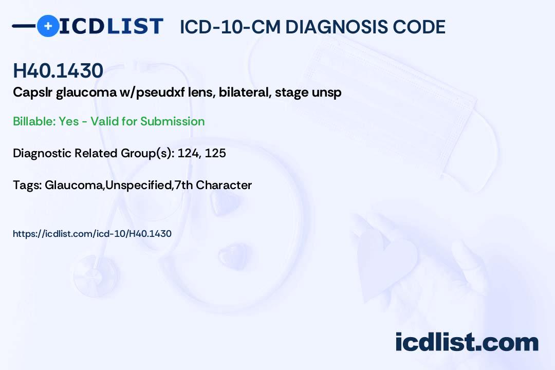 ICD-10-CM Diagnosis Code H40.1430 - Capsular glaucoma with ...