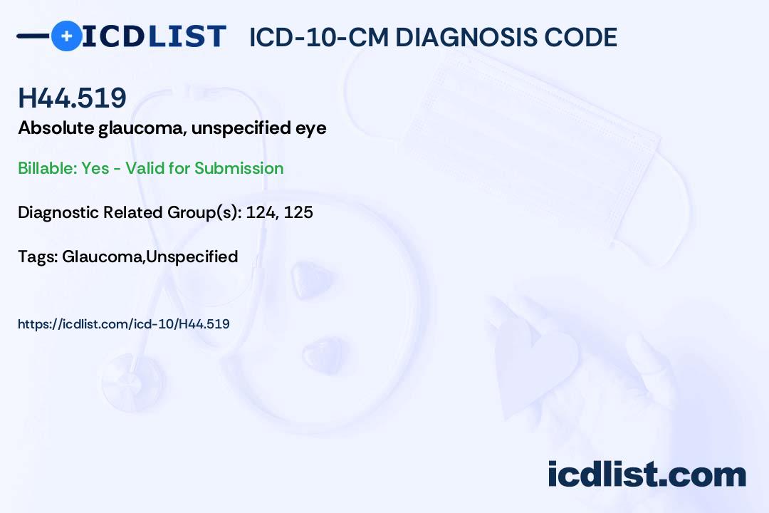 ICD-10-CM Diagnosis Code H44.519 - Absolute glaucoma, unspecified eye