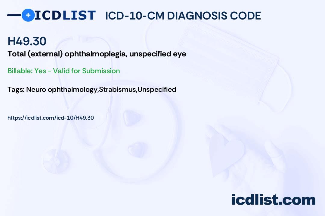 ICD-10-CM Diagnosis Code H49.30 - Total (external) ophthalmoplegia ...