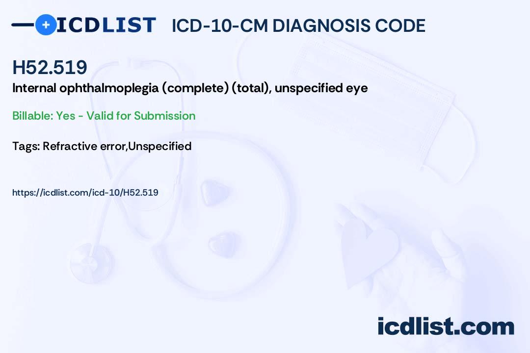 ICD-10-CM Diagnosis Code H52.519 - Internal ophthalmoplegia (complete ...