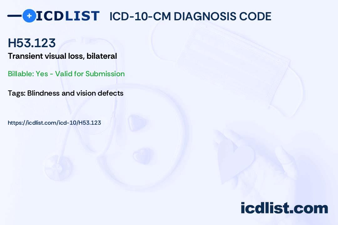 ICD-10-CM Diagnosis Code H53.123 - Transient visual loss, bilateral