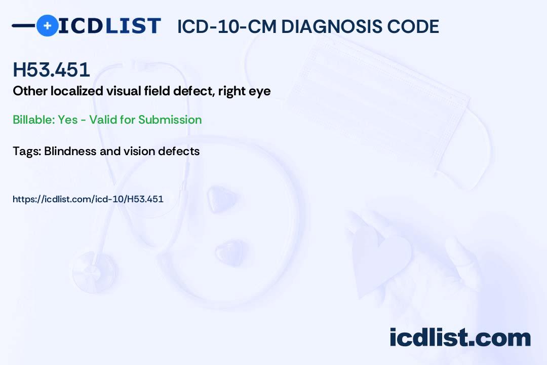 ICD-10-CM Diagnosis Code H53.451 - Other localized visual field defect ...
