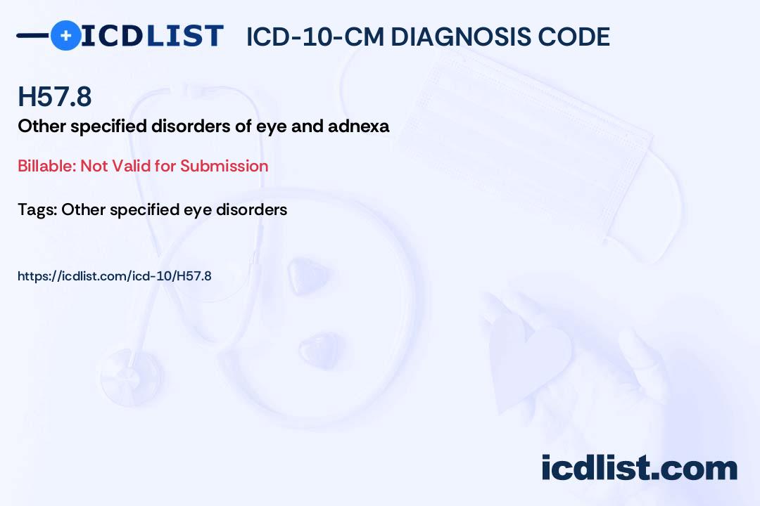 ICD-10-CM Diagnosis Code H57.8 - Other specified disorders of eye and ...