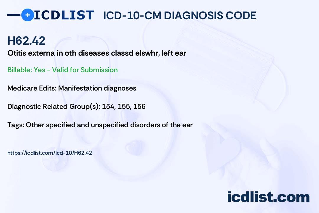 ICD-10-CM Diagnosis Code H62.42 - Otitis externa in other diseases ...