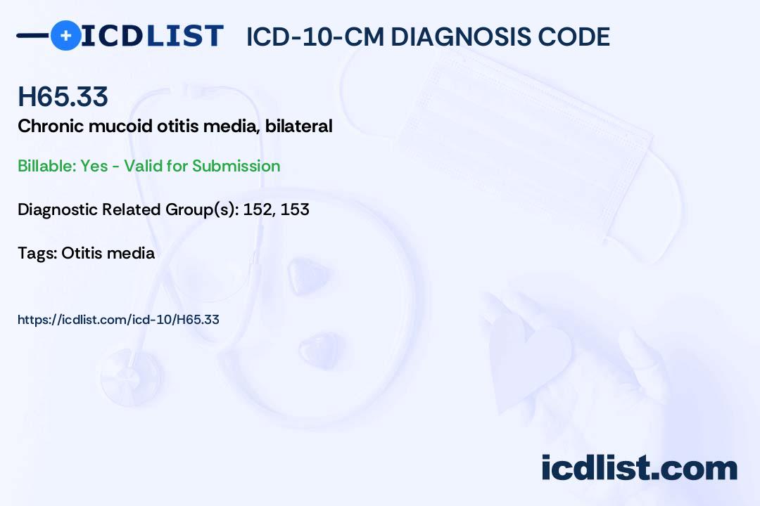 ICD-10-CM Diagnosis Code H65.33 - Chronic mucoid otitis media, bilateral
