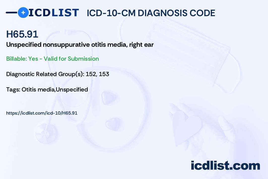 ICD-10-CM Diagnosis Code H65.91 - Unspecified nonsuppurative otitis ...