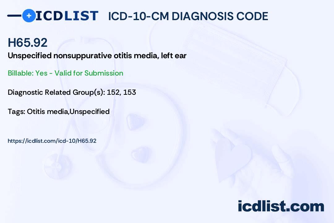 ICD-10-CM Diagnosis Code H65.92 - Unspecified nonsuppurative otitis ...