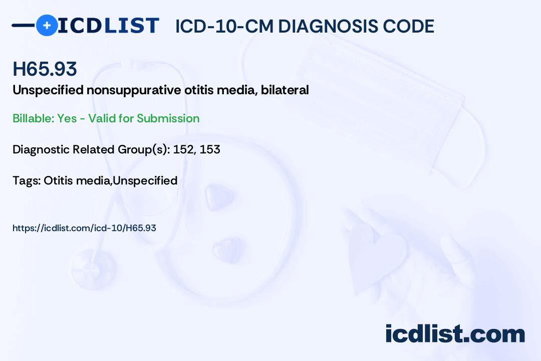 ICD-10-CM Diagnosis Code H65.93 - Unspecified nonsuppurative otitis ...